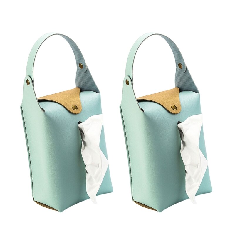 2 кожаные сумки для хранения салфеток-светло-голубые