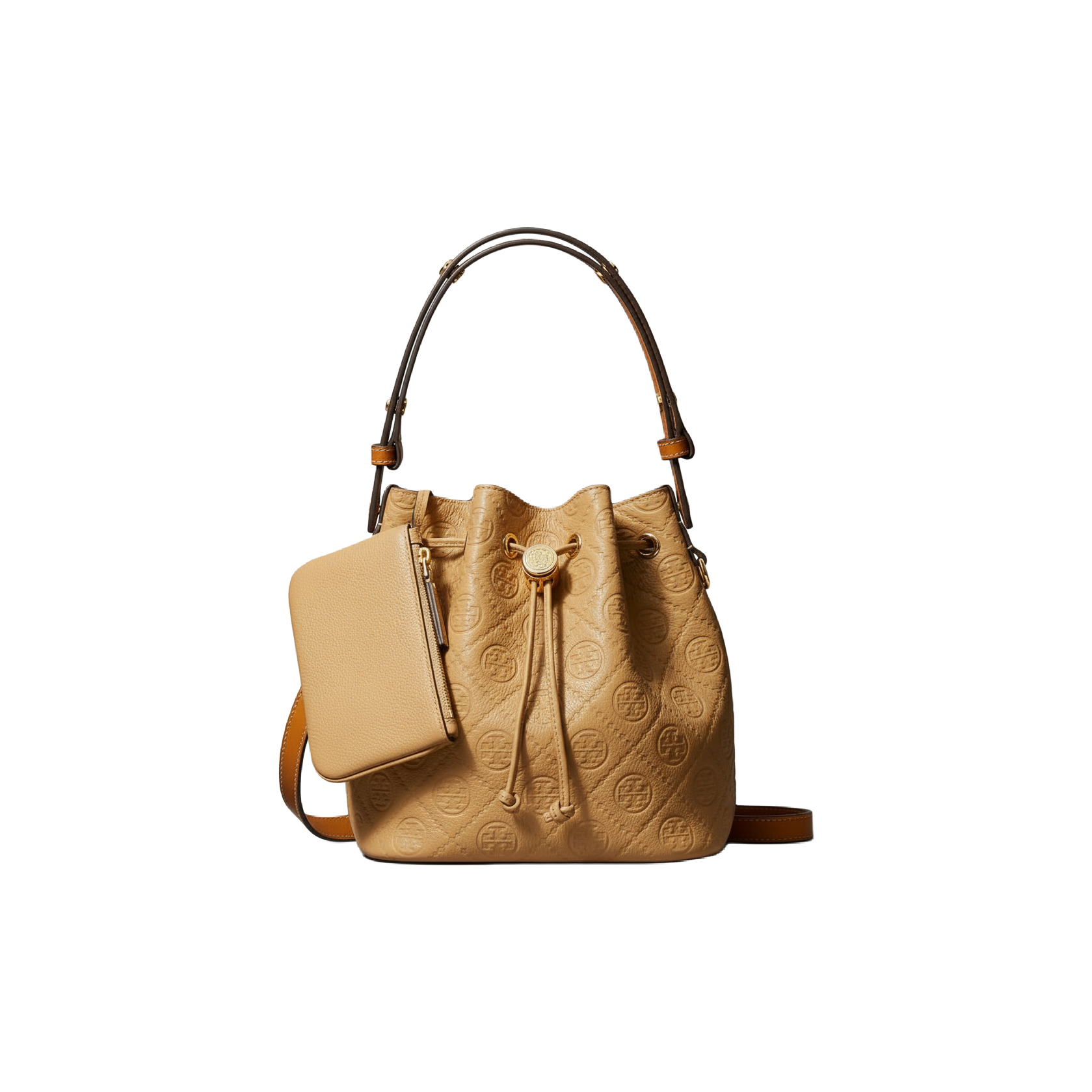 Сумка Tory Burch T Monogram, фактура тиснение, Желтый — фото 1