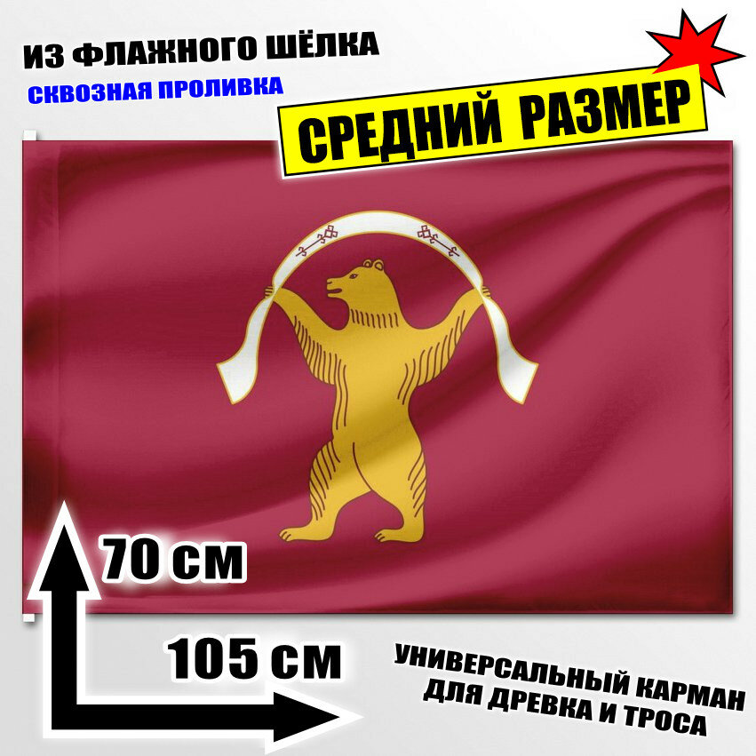 Флаг средний Мишкинского района (Башкортостан) 105x70 см