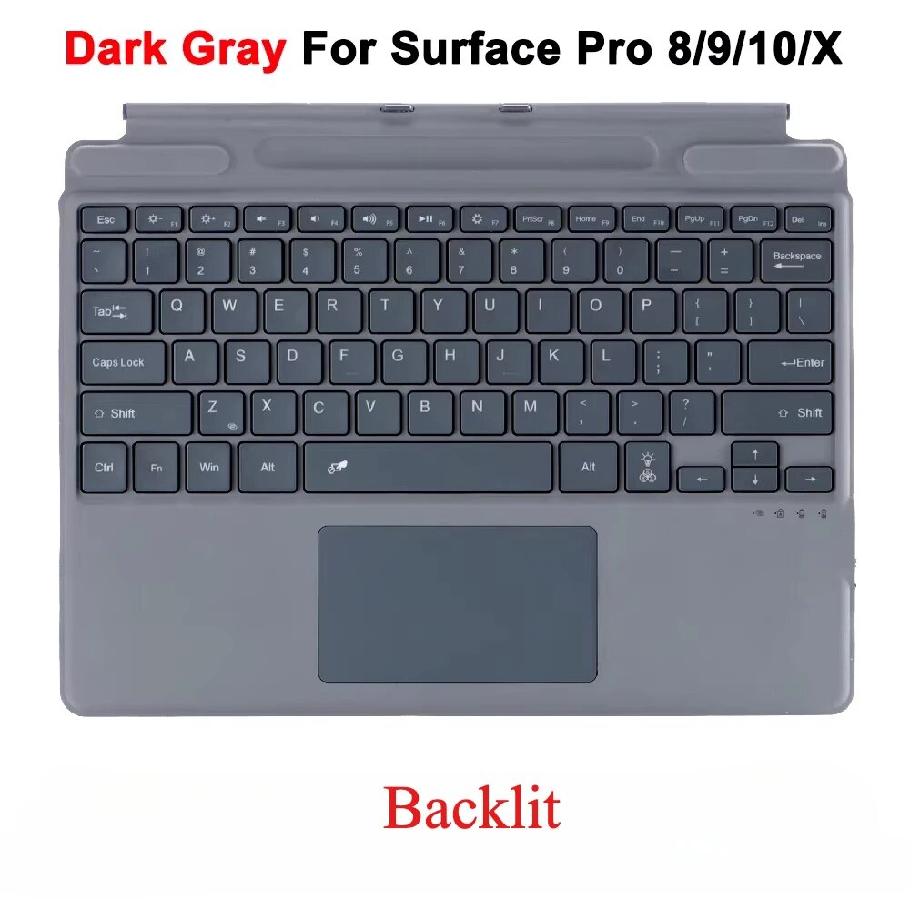 Ultra-Slim Type Cover Keyboard for Surface Pro Russian Keyboard, Dark Gray Pro89X