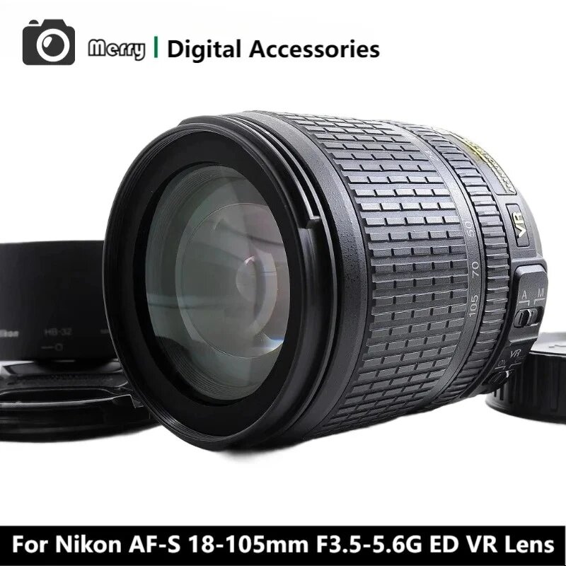 Объектив Nikon AF-S 18-105mm F3.5-5.6G ED VR для Nikon D3400, D3500, D5200, D5600, D700, D7100, D7500