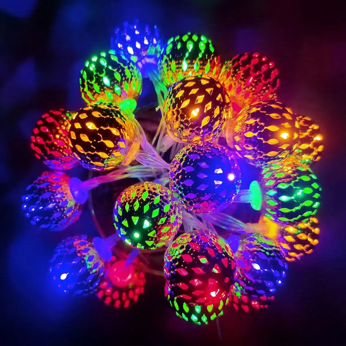 Золотые светодиодные гирлянды на батарейках RGB, 6M40LED