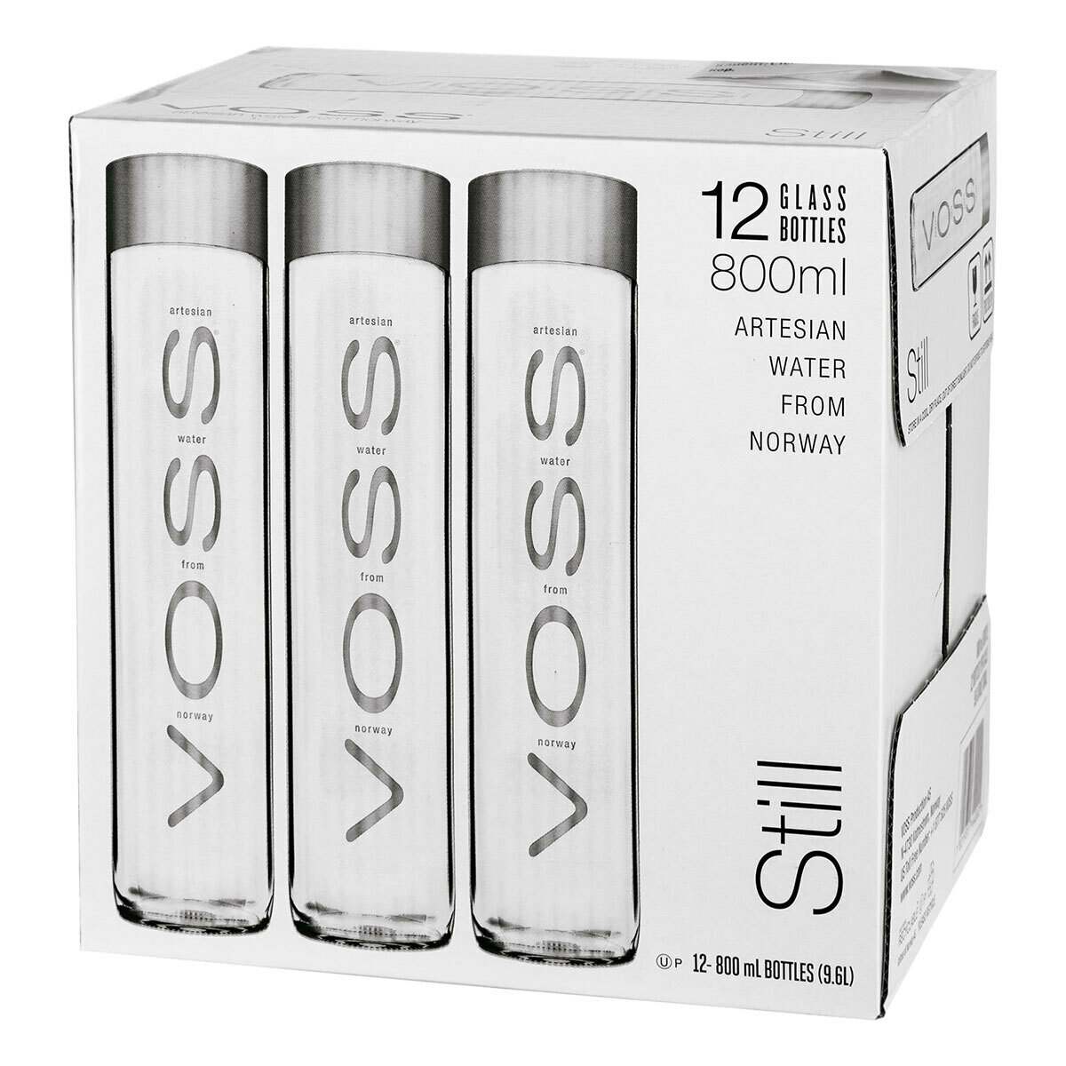 Минеральная вода "Voss" 0,8л *12шт, негазированная, стекло