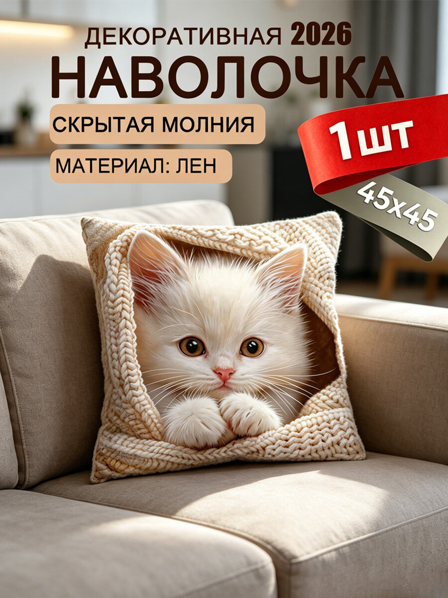 Наволочка декоративная 45x45 см, 2 шт.