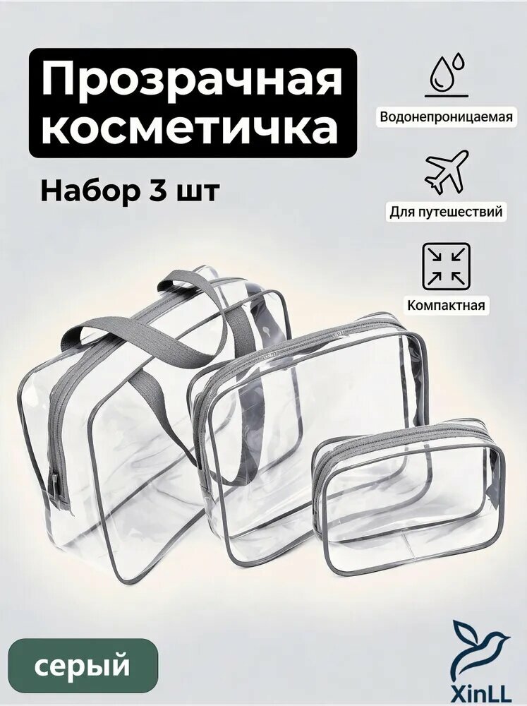 Набор матовых прозрачных сумок в роддом 3 штуки, включающий большой, средний и маленький размеры для вещей мамы и малыша, изготовленных из прочного качественного материала.