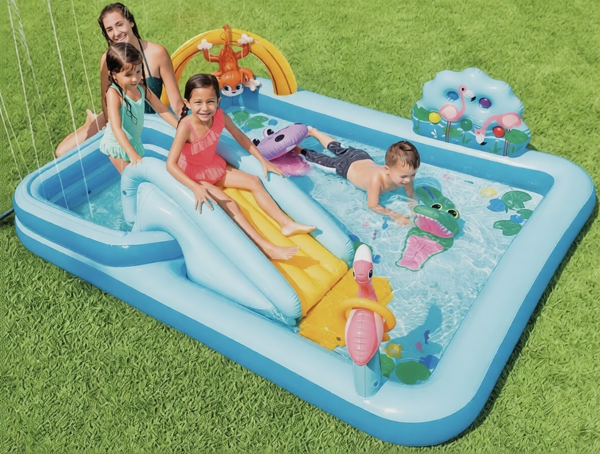 Игровой центр Джунгли 57161 Intex 244*198*71 см с горкой и фонтаном, клапан