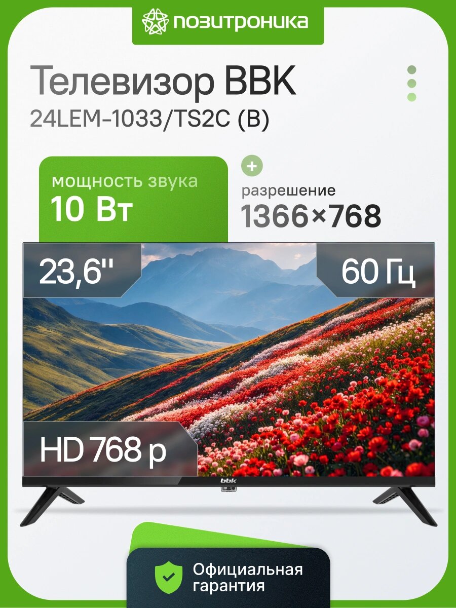 Телевизор BBK 24LEM-1033/TS2C (B) 24" LED, HD, черный