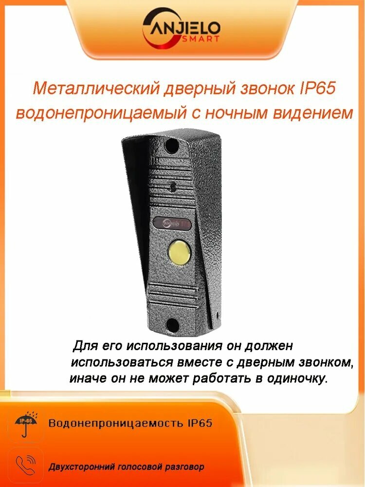 Металлический дверный звонок, водонепроницаемый класс IP65, ночное видение