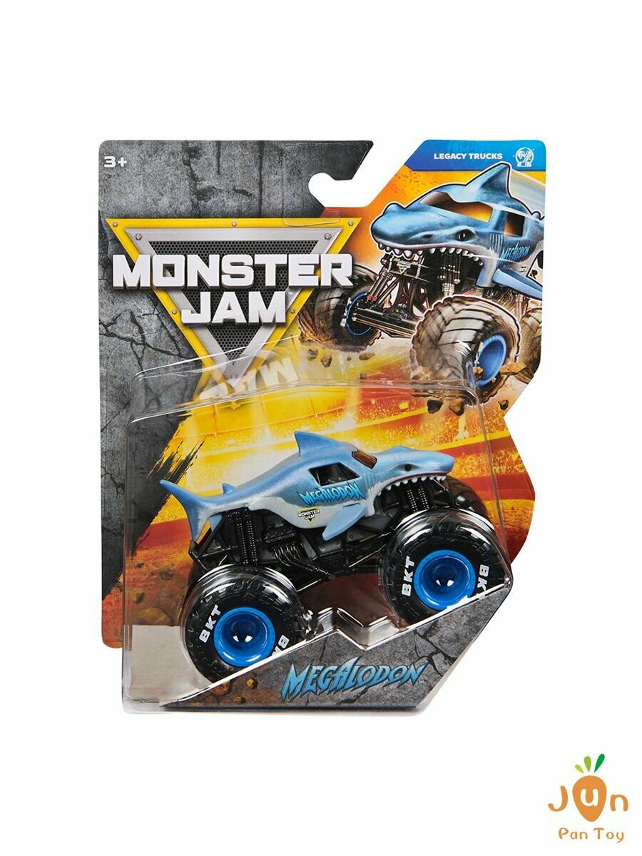 Spin Master Monster Jam Megalodon Legacy Trucks Series / Детская игрушечная машинка, имитирующая монстр-трак в масштабе 1:64, подойдет в качестве подарка коллекционерам и поклонникам