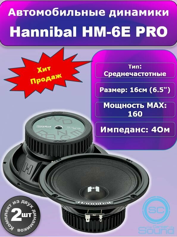 Среднечастотная автомобильная акустика Alphard Hannibal HM-6E PRO / Динамики автомобильные 16,5 см