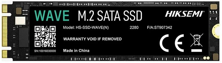 SSD-накопитель HIKSEMI WAVE(N) 512 Гб (HS-SSD-WAVE(N) 512G) M.2 2280, SATA III (6 Гбит/с), 3D NAND (TLC), TRIM, черный