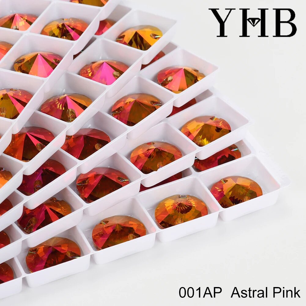 Стразы YHB Rivoli стекло 47 цветов 280Pcs 12mm, 001AP Astral Pink