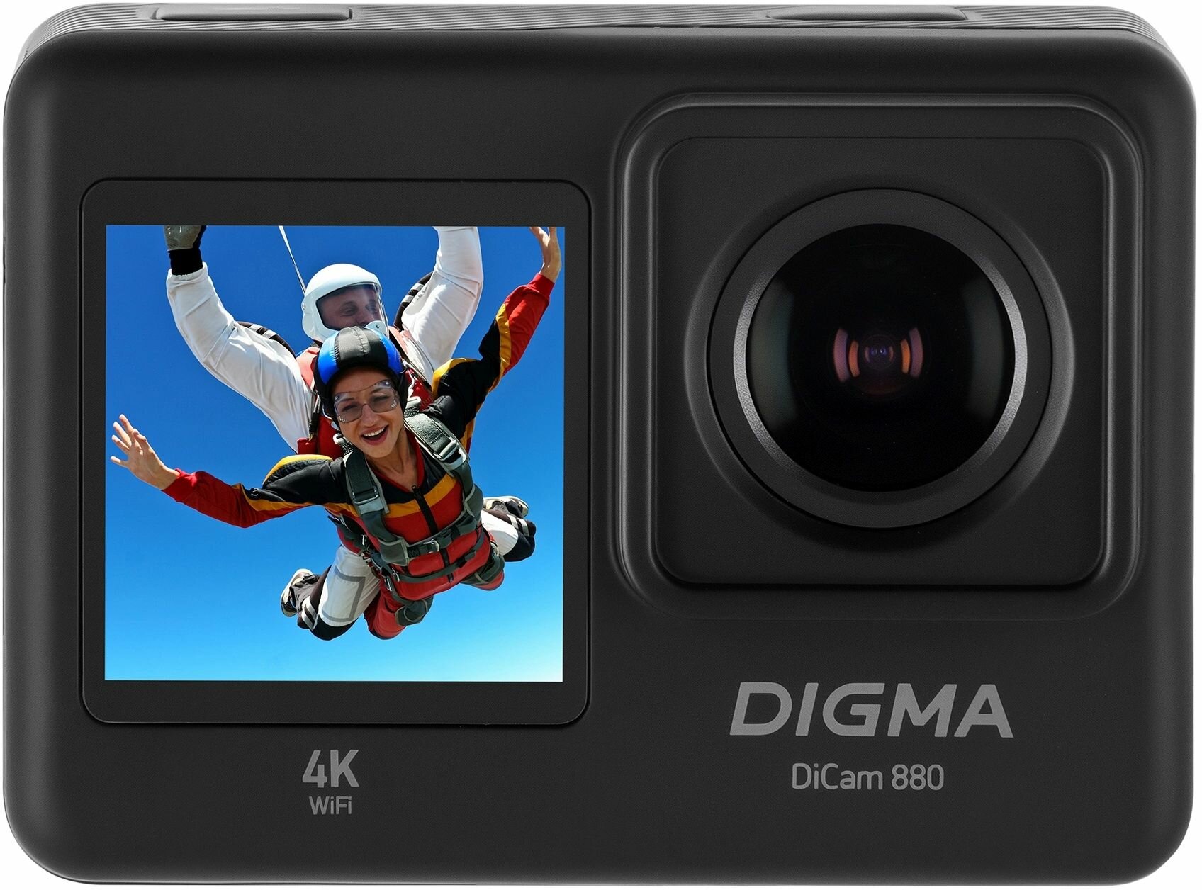 Экшн камера Digma DiCam 880 (внешний микрофон/пульт ДУ), 4K, WiFi, черный (DC880)
