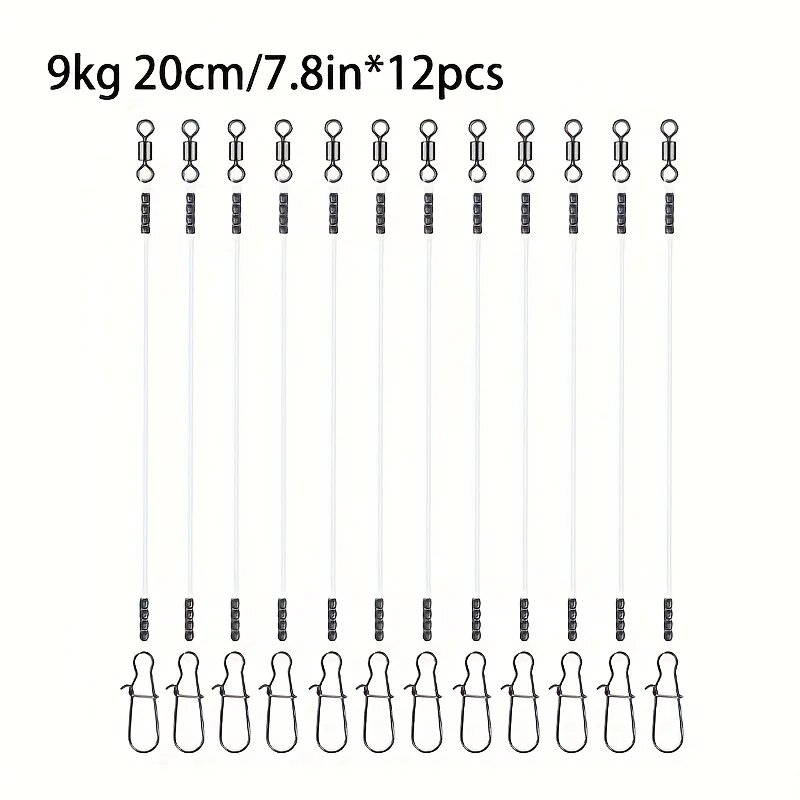 Fluorocarbon Fishing Leaders 12PCS High-Speed Swivels для морской и пресноводной 9kg20cm 12pcs