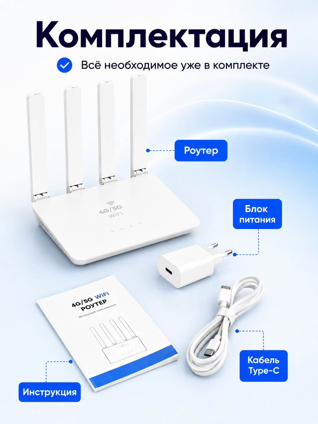 Роутер WiFi CPF906 МР2, с SIM-картой, 3G/4G, Wi-Fi, 1 LAN-порт