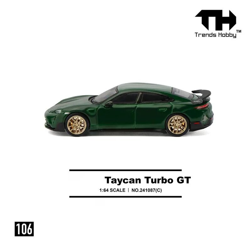 Модель автомобиля Bburago Taycan Turbo GT 1:64 Темно-зеленый, зеленый