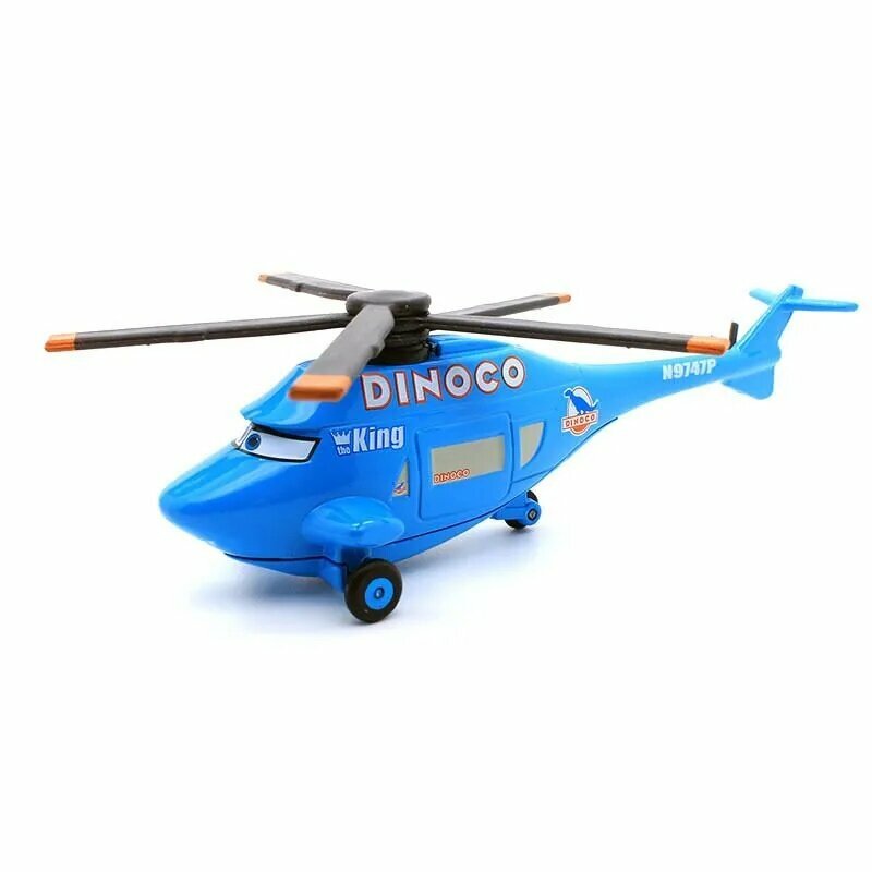 Коллекционный вертолет Диноко (Dinoco Helicopter), синий металлик, масштаб 1:55, металлическая игрушка