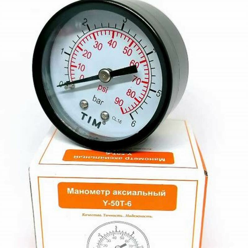 Манометр аксиального подключения, 1/4", 6 бар