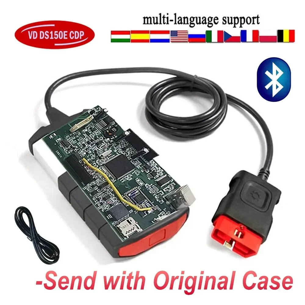 Диагностический сканер OBD2 2026 с Bluetooth, версия 2021.11, 2021.11 with keygen, Original case BT