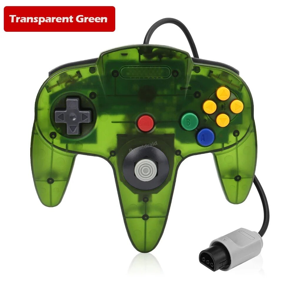 HeroAngel 8-цветный проводной геймпад для N64 Transparent Green