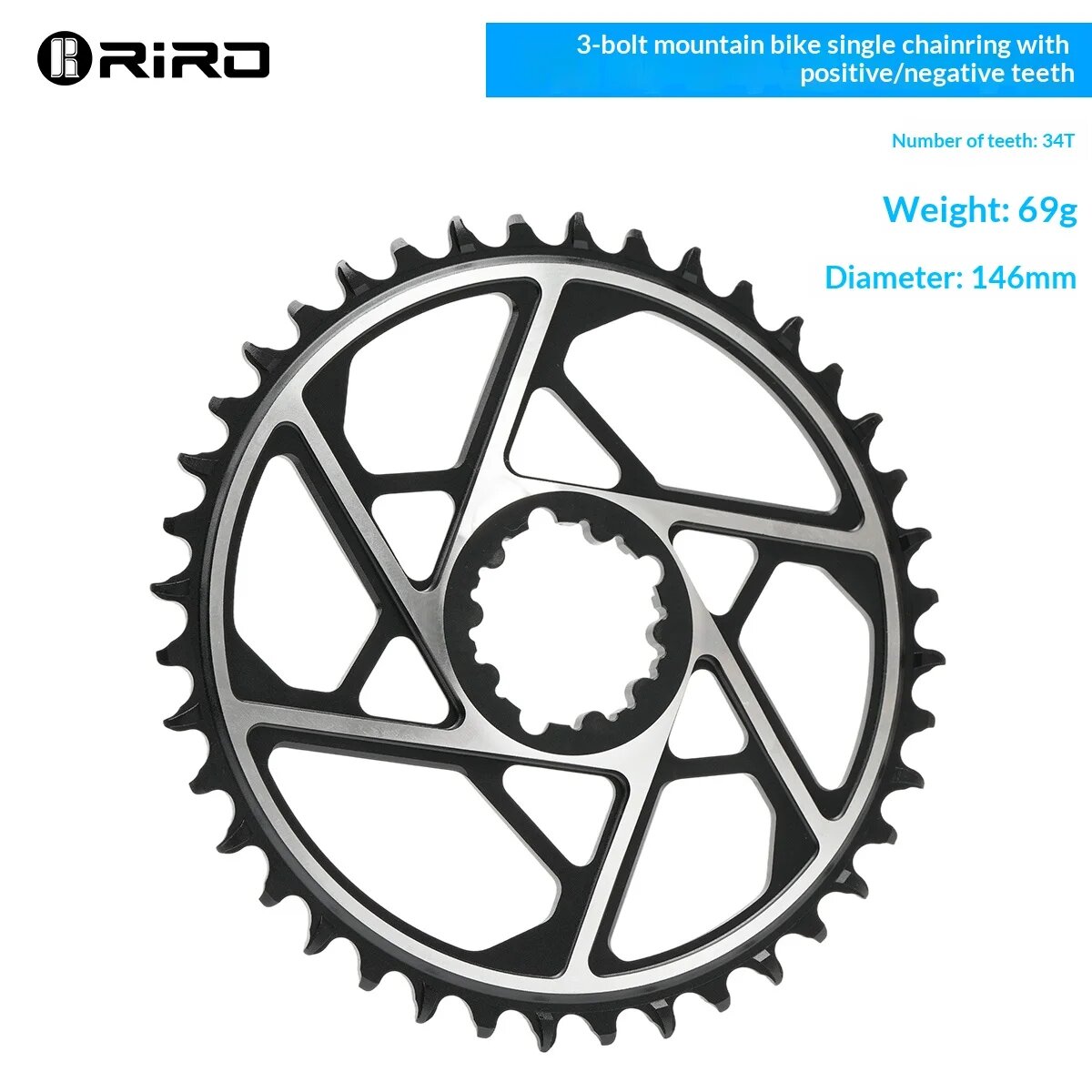 RIRO MTB Зведочка 30/32/34/36/38/40/42T Алюминий 3/8 Bolt Direct Mount M714 3-Bolts 34T
