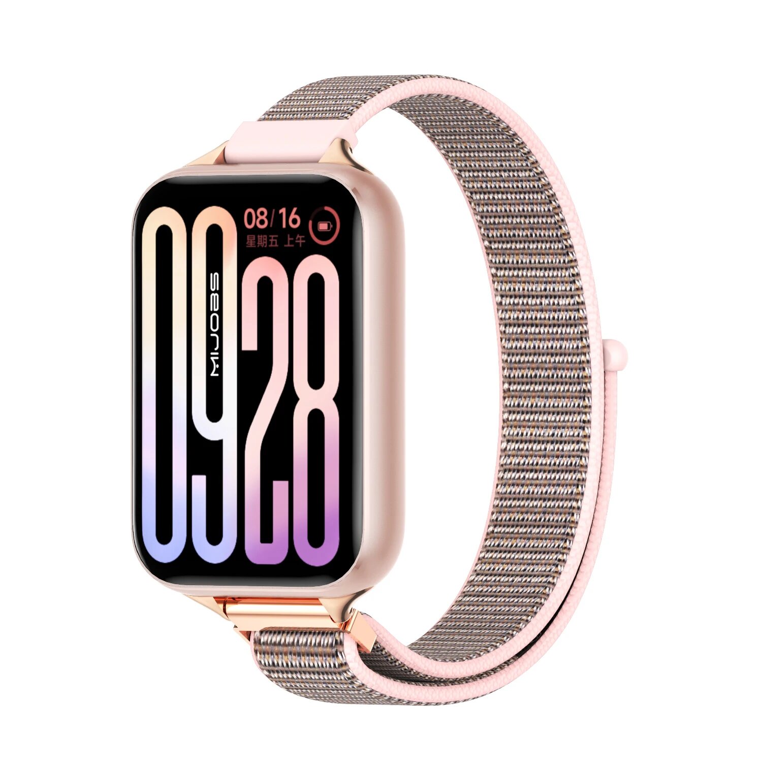 Ремешок Mijobs для Xiaomi Smart Band 10 Pro/9 Pro/8 Pro нейлоновый For Mi Band 9 Pro, Розовый, Pink