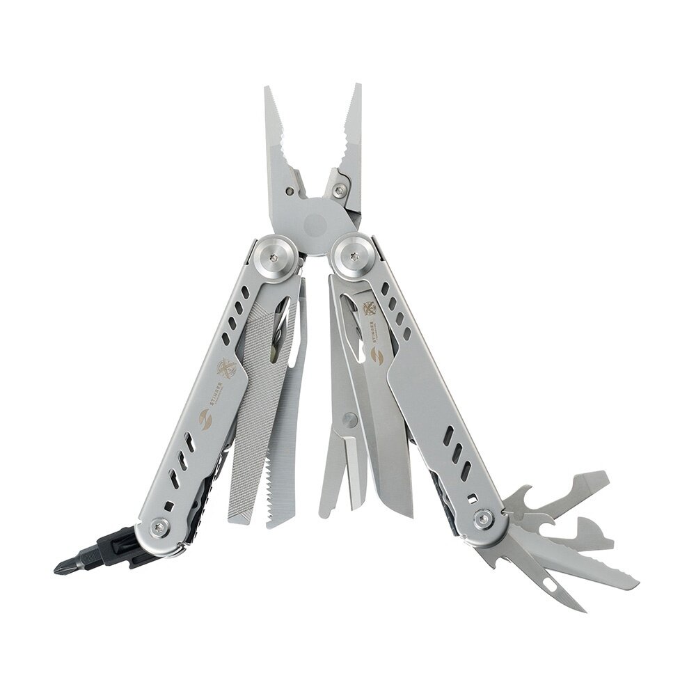 Stinger MT-GHK23-2B Мультитул stinger, 110 х 27 мм, 23 функции, сталь, серебристый, в картонной коробке, в комплекте нейлоновый чехол