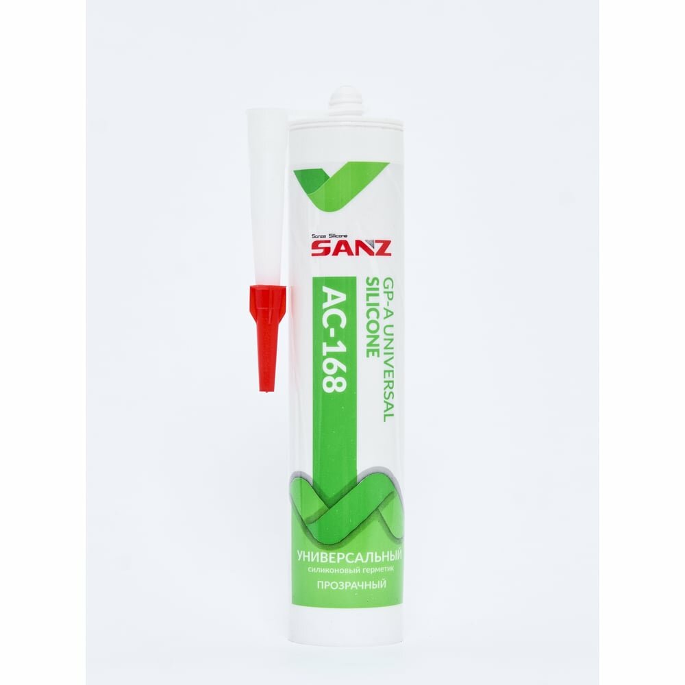 Универсальный силиконовый герметик SANZ АС-168 прозрачный, 280 мл. 168-7400-C