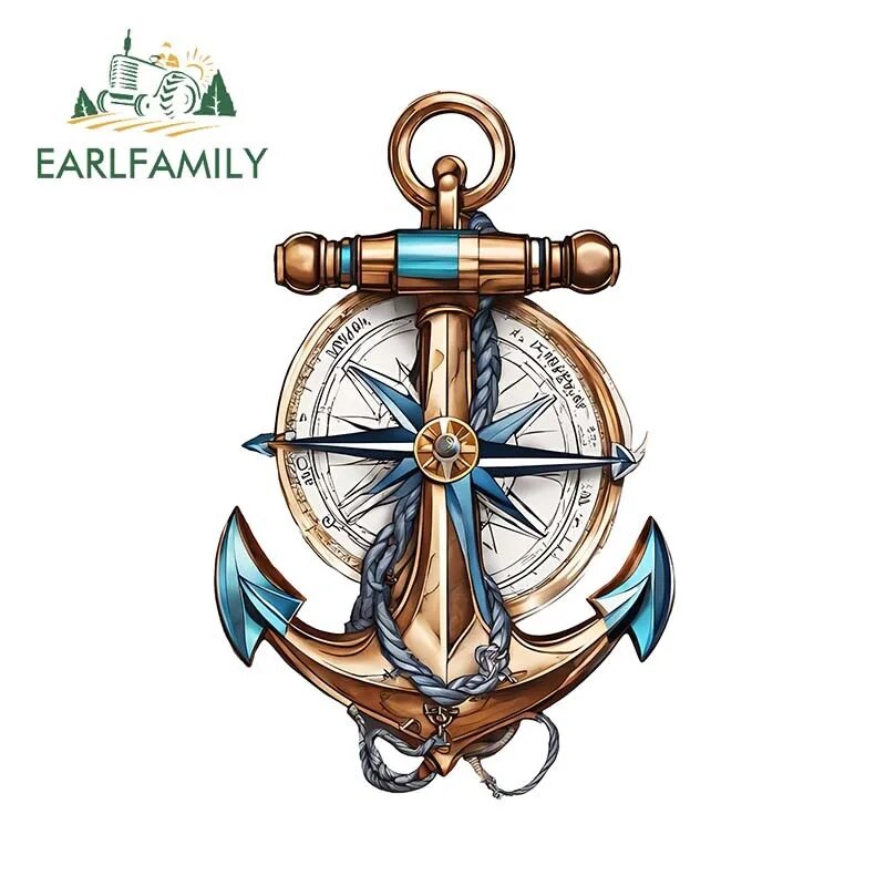 Автомобильная наклейка якорь с компасом EARLFAMILY