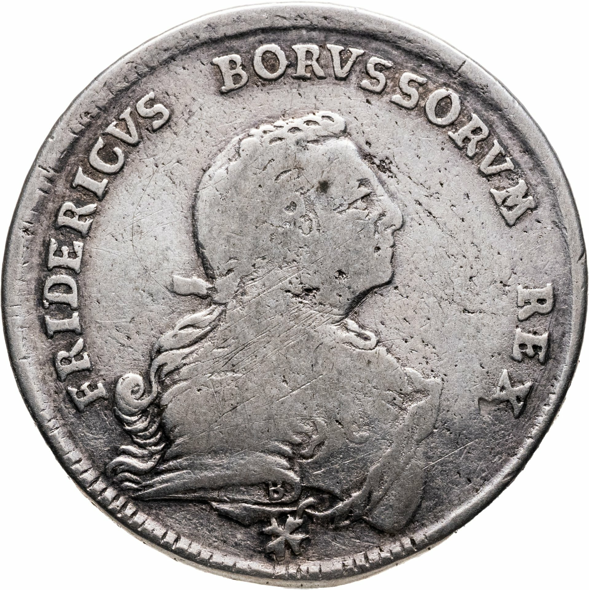 Германия, Пруссия 1/2 талера 1750, Серебро 750, в сохранности F