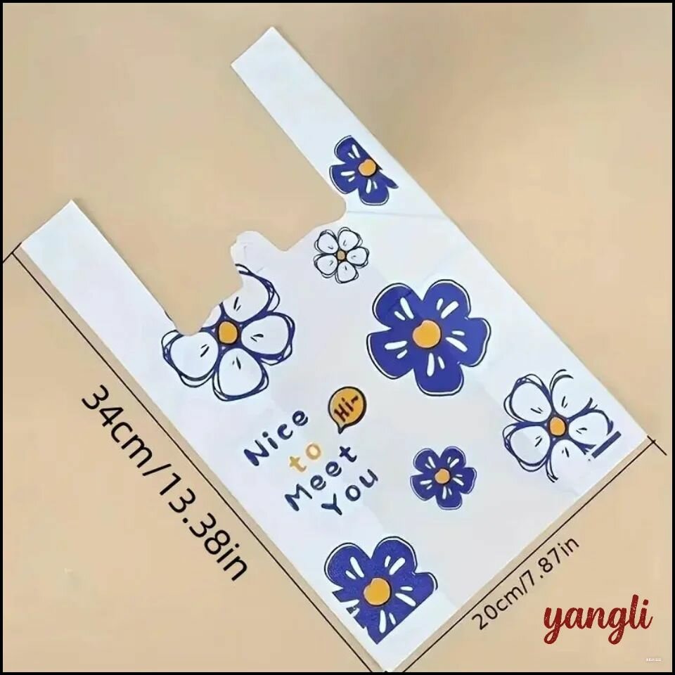 Пакеты yangli с цветочным принтом и надписью Nice to Meet You, 50 штук, для подарков, мешки