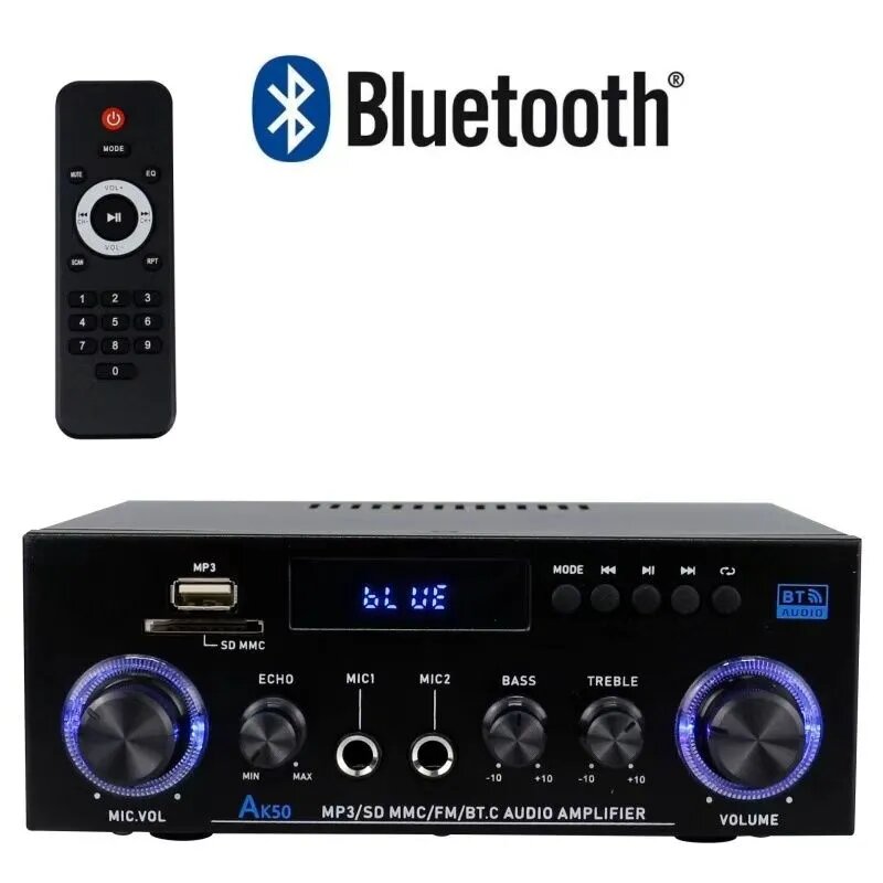 AK50 HIFI аудио усилитель MAX 840W RMS 60W * 2 канала 2.0 Bluetooth5.3 Усилитель окружающего звука класса D Подходит для дома