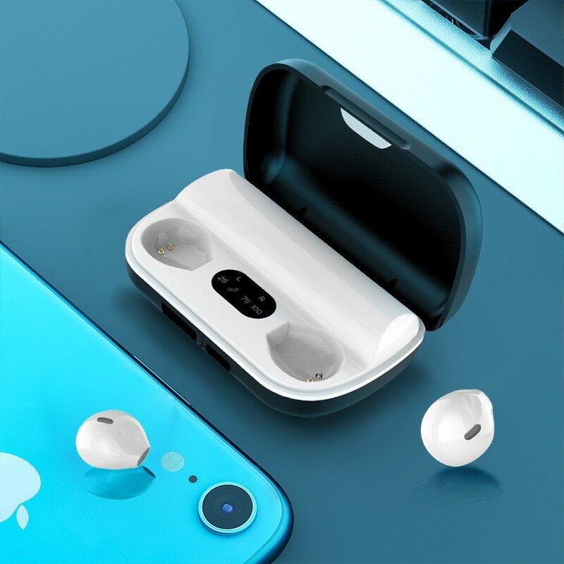 Беспроводные наушники True Wireless Bluetooth X6DS с зарядным кейсом в бежевом цвете