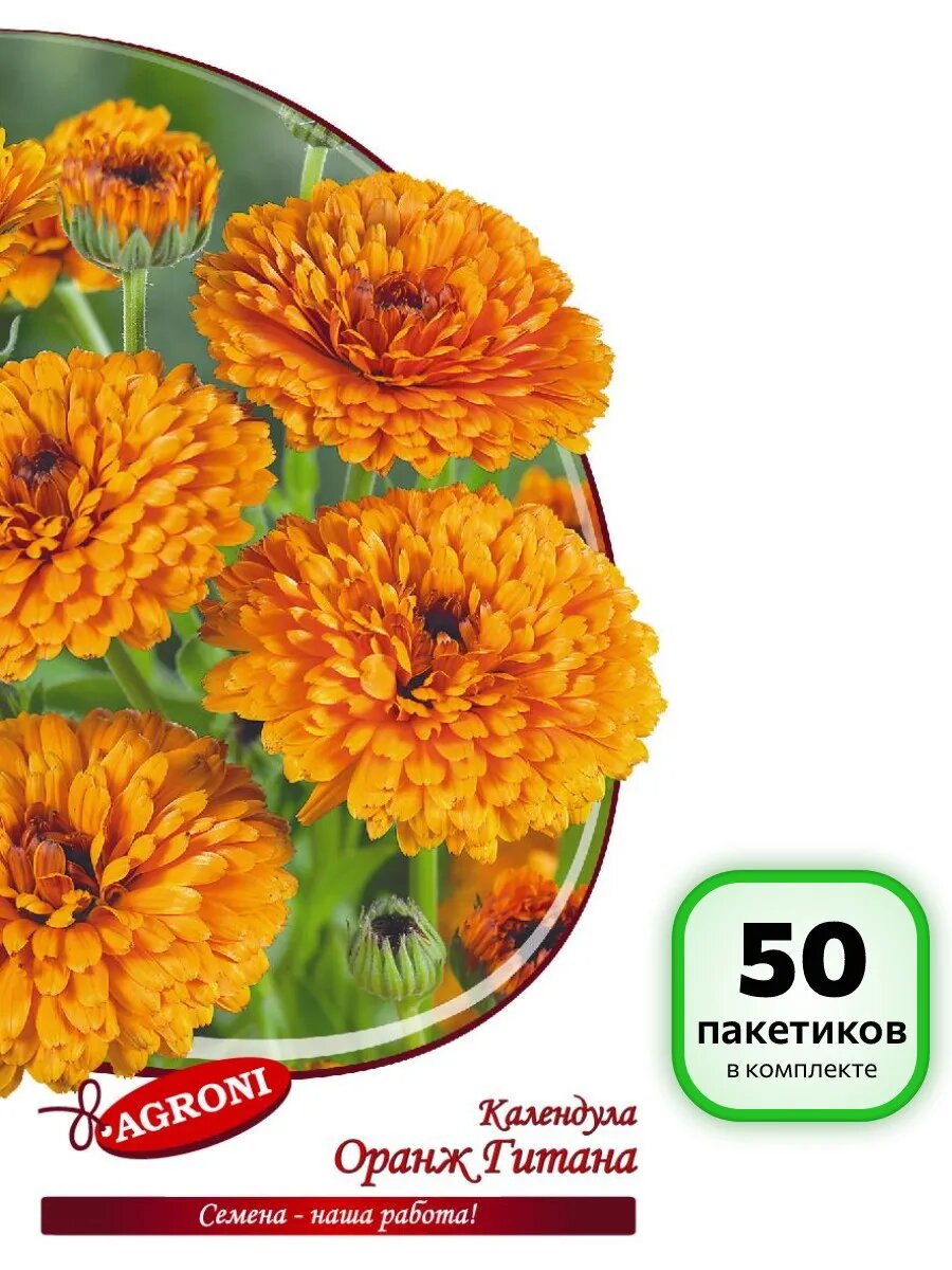 (50 шт.) - Семена Календула Оранж Гитана (0,3г)