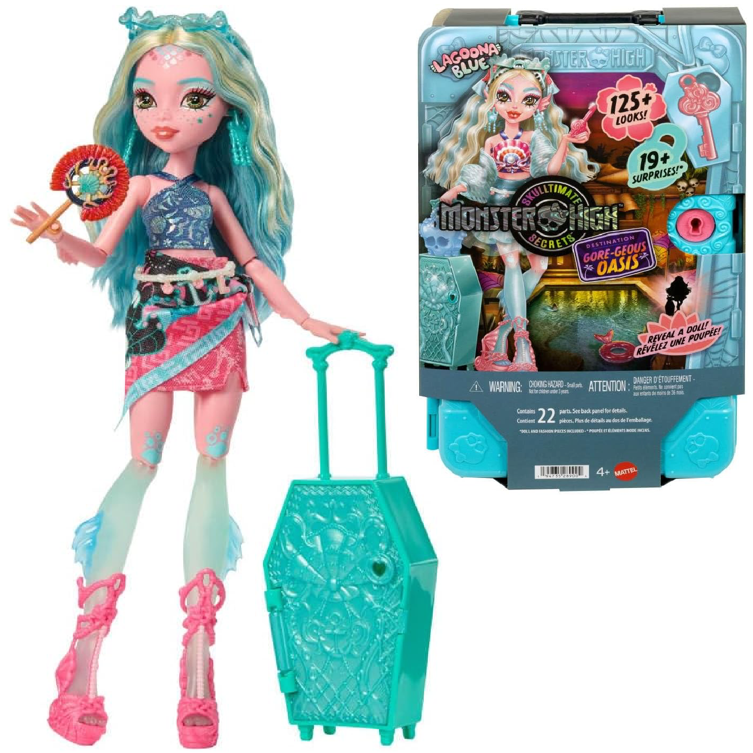 Кукла Монстр Хай Лагуна Блю с чемоданом - Monster High Gore-geous Oasis Lagoona Blue JDR51