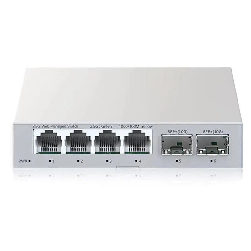 Управляемый коммутатор 2,5 Гбит/с Smart Managed Switch, 4 порта RJ45, 2 порта 10G SFP+ с европейской вилкой.