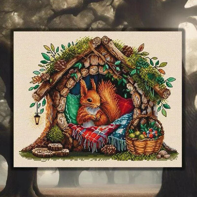 Набор для вышивки крестом Amishop Белка 18CT Counted canvas