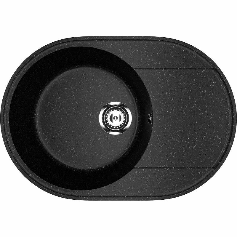 Мойка для кухни Ulgran 61х47 PR-M 610-004 черный оникс, 1 чаша, искусственный камень
