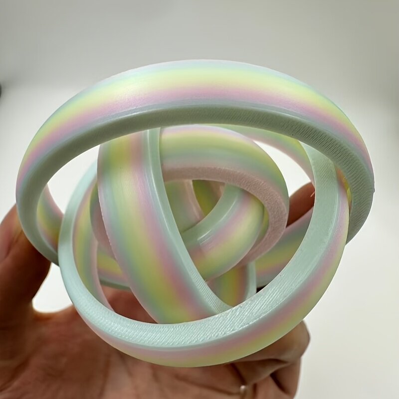 3D-печатное вращающееся кольцо для пальцев - PLA-антистресс-игрушка, офисный портативный дизайн, компактная, красный/жел