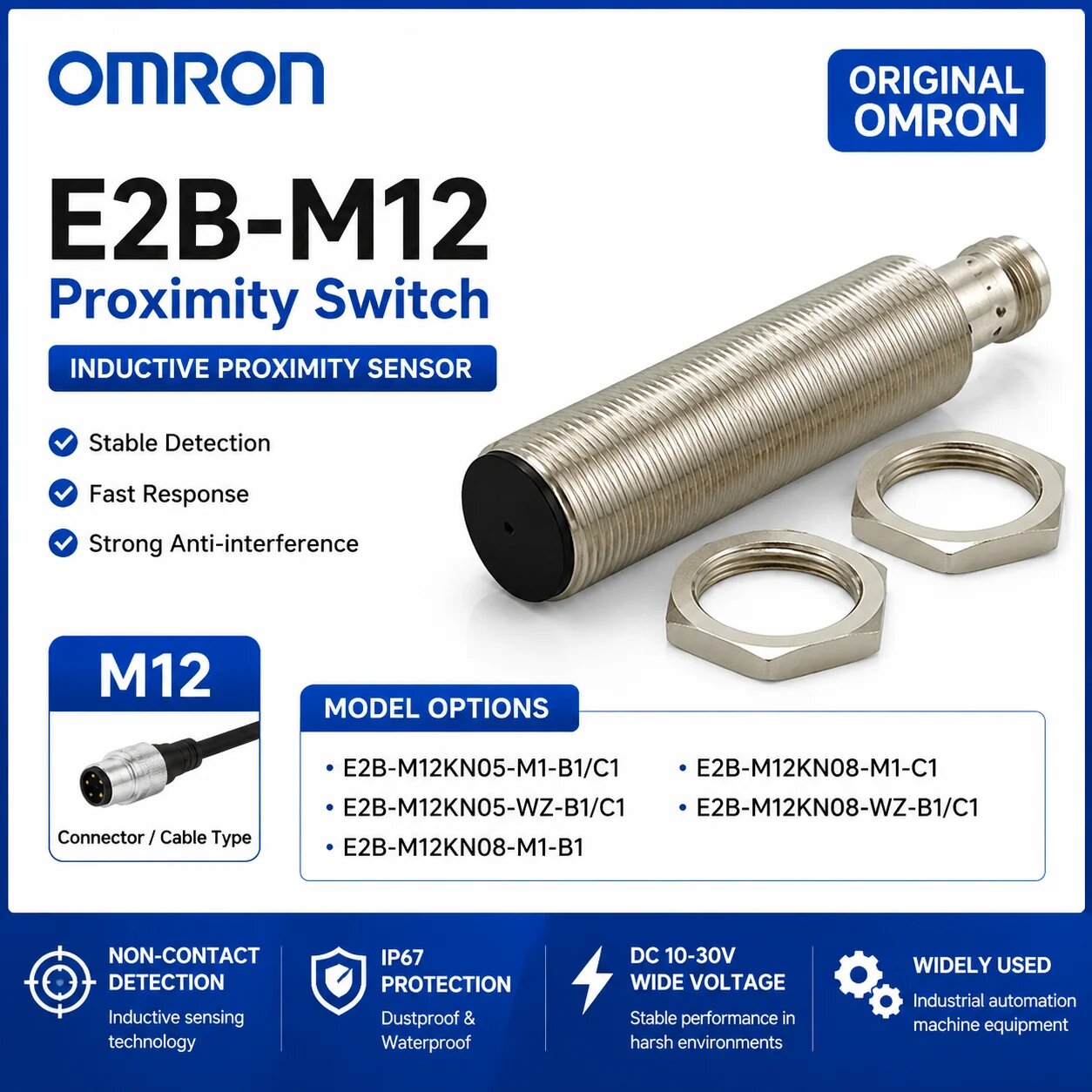 OMRON E2B-M12KN Бесконтактный переключатель, Цвет: E2B-M12KN05-WZ-C1