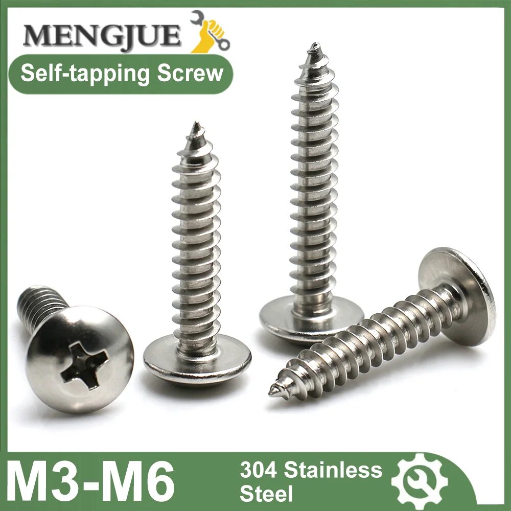 Саморезы из нержавеющей стали 304 WJ1010 M3-M6 M4 (15pcs), 80mm