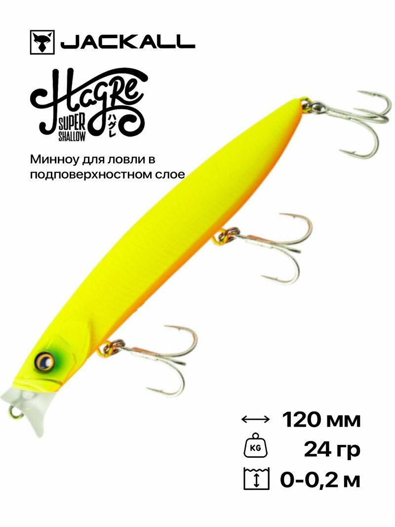 Воблер Jackall Hagre 120F, 120 мм, 24 гр, #All Matte Chart
