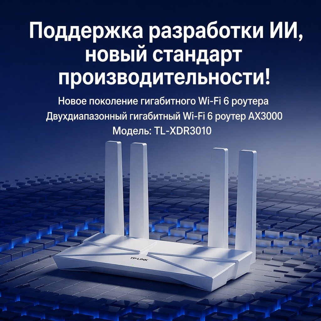 Маршрутизатор TP - Link - XDR3010 AX3000 WiFi 6 двухчастотный, 4 FEM, гигабитный порт, поддержка EasyMesh