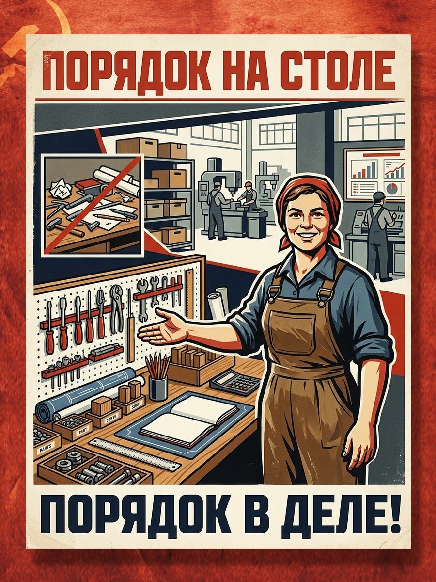Постер СССР "Порядок на столе - порядок в голове!" - 30х40см (без рамки)