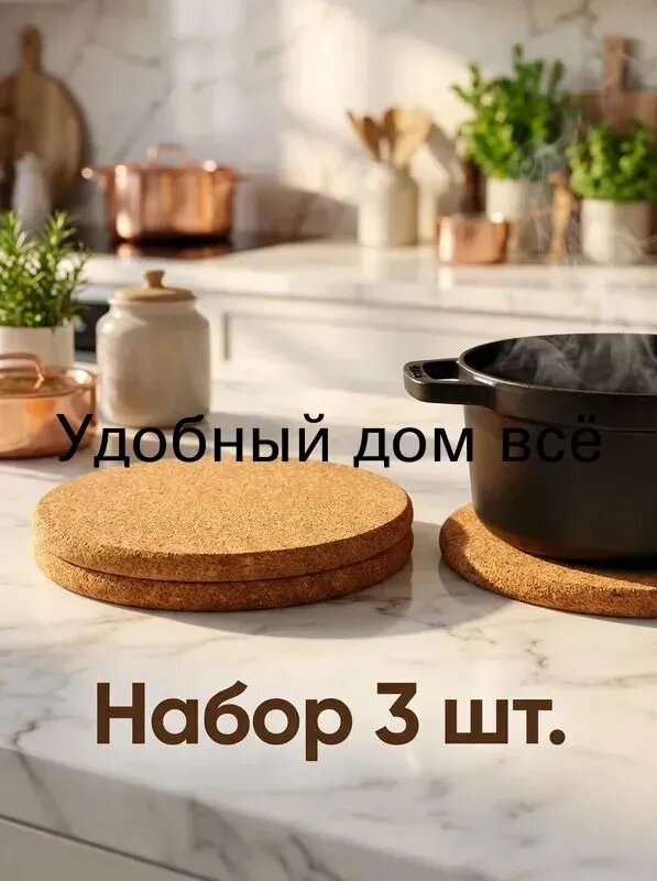 Подставка под горячее, 19 см х 19 см, 3 шт
