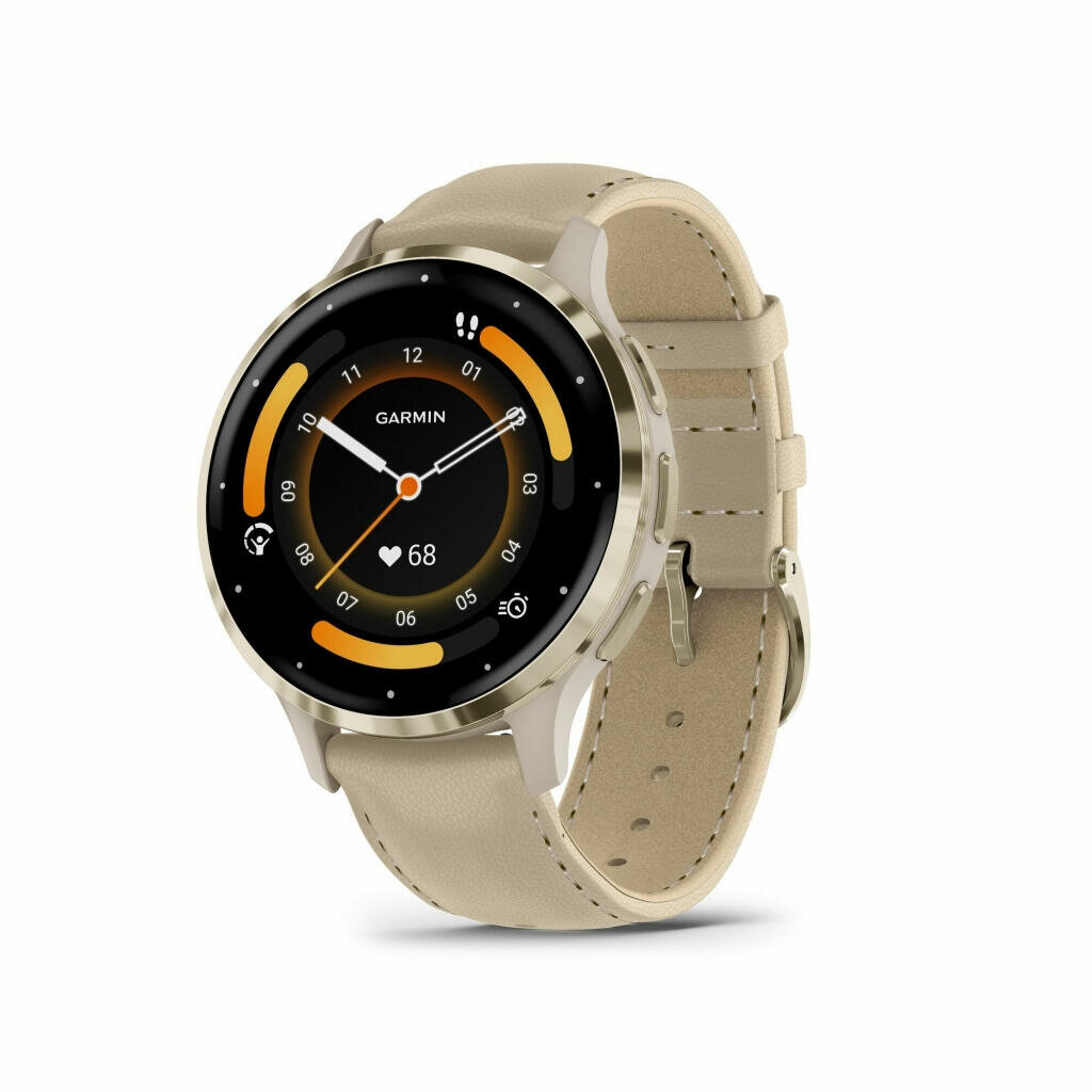 Умные часы Garmin Venu 3S, Soft Gold With Leather Band (010-02785-55)