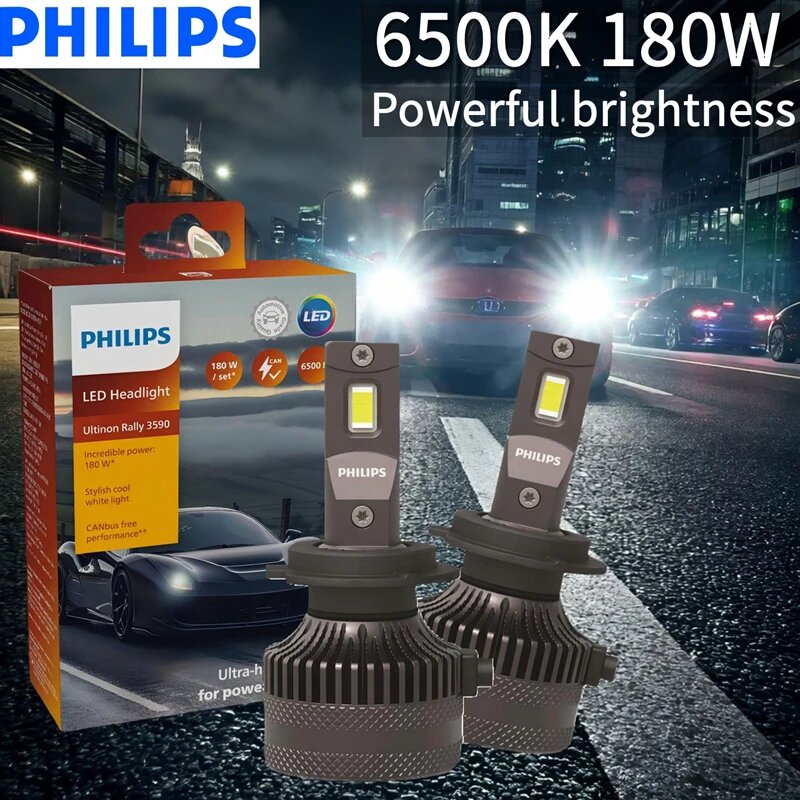 Светодиодные Лампы Для Фар Philips Ultinon Rally 3590 H7, 90 Вт, Высокая Мощность 4200K, H8 H11 H16