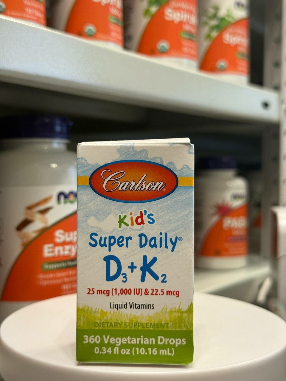 Carlson Labs Kids Super Daily D3 + K2 drops, Детские жидкие витамины Д3+К2, 365 капель (10.16 мл)