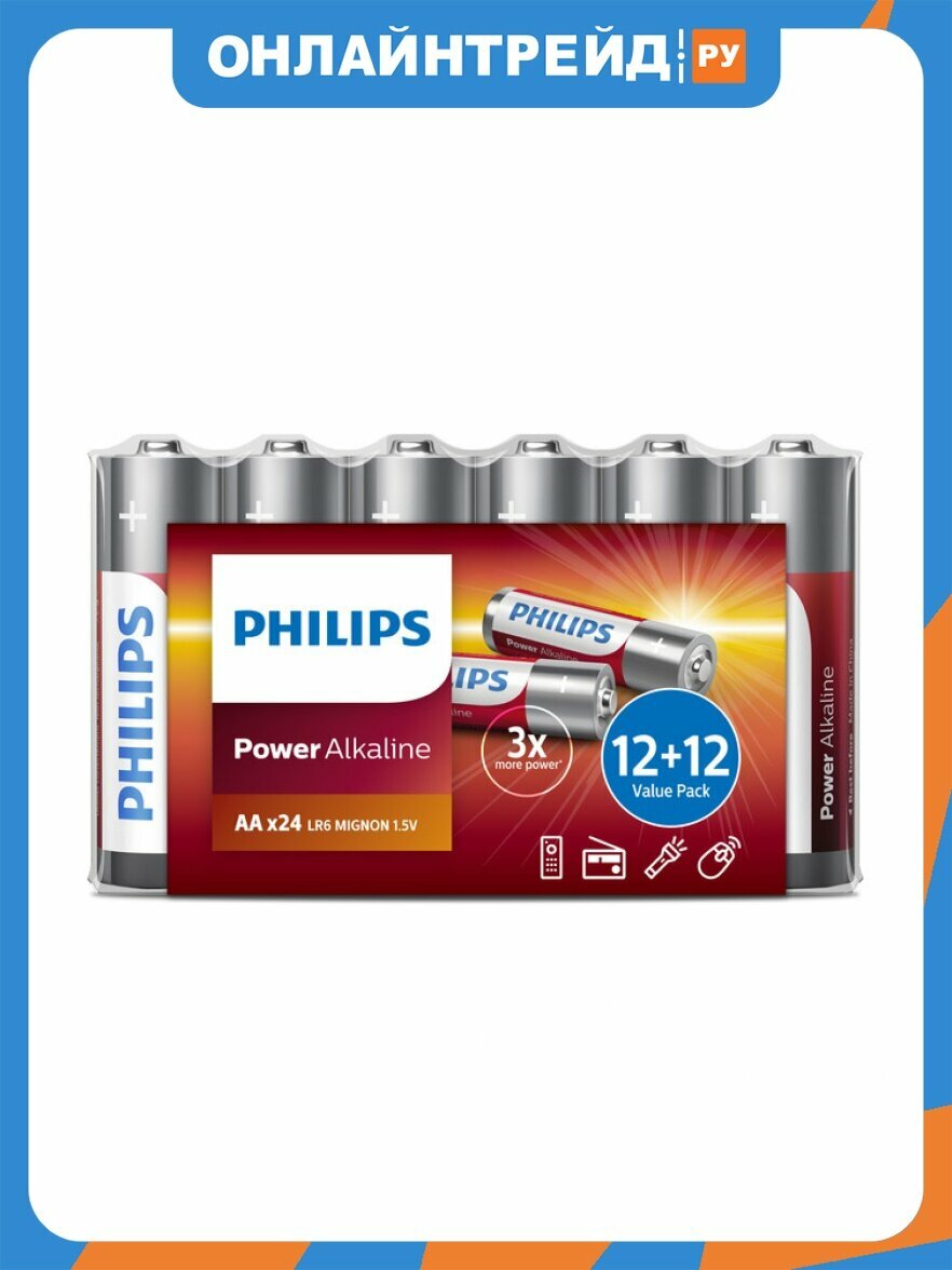 Элемент питания Philips Power Alkaline LR6 AA бл 24