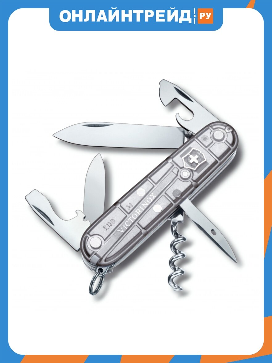 Нож складной Victorinox Spartan, 91 мм, 12 функций, полупрозрачный серебристый